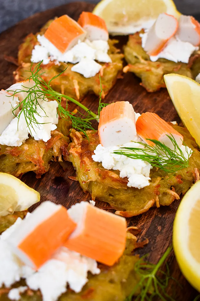 Bouchées apéritives de rosti et surimi - Breizh Surimi